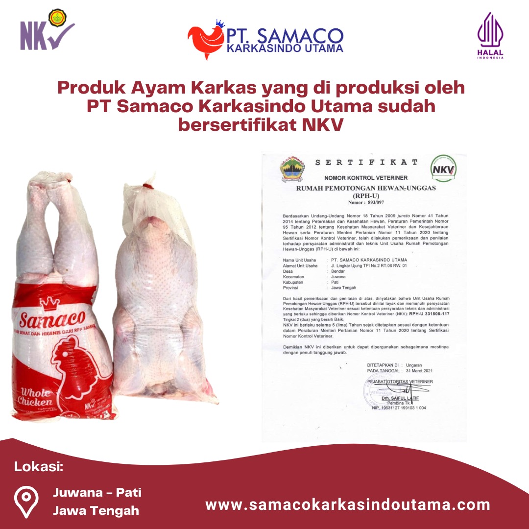 SERTIFIKAT NKV RUMAH PEMOTONGAN AYAM MODERN PT SAMACO KARKASINDO UTAMA ...
